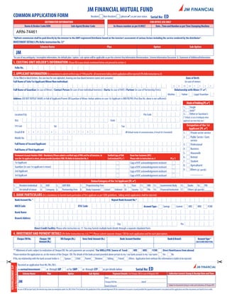 Jm financial mutual fund common application form with kim | PDF