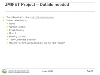 JMI FET Project Agenda | PPTX