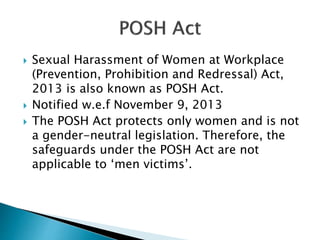 Sexual Harassment of Women at Workplace Act, 2013 (POSH Act) | PPTX