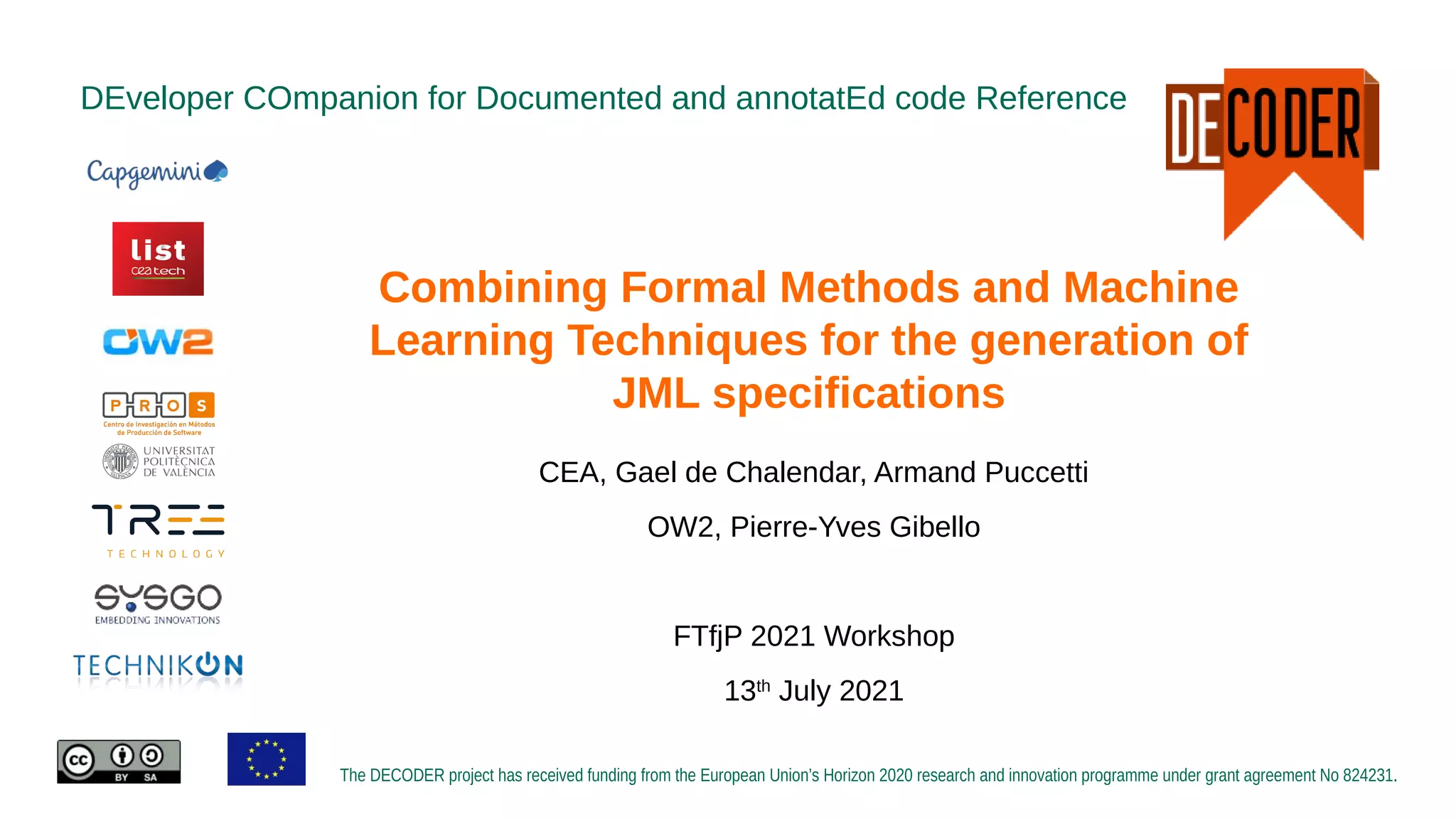 Combining formal and machine learning techniques for the generation of ...