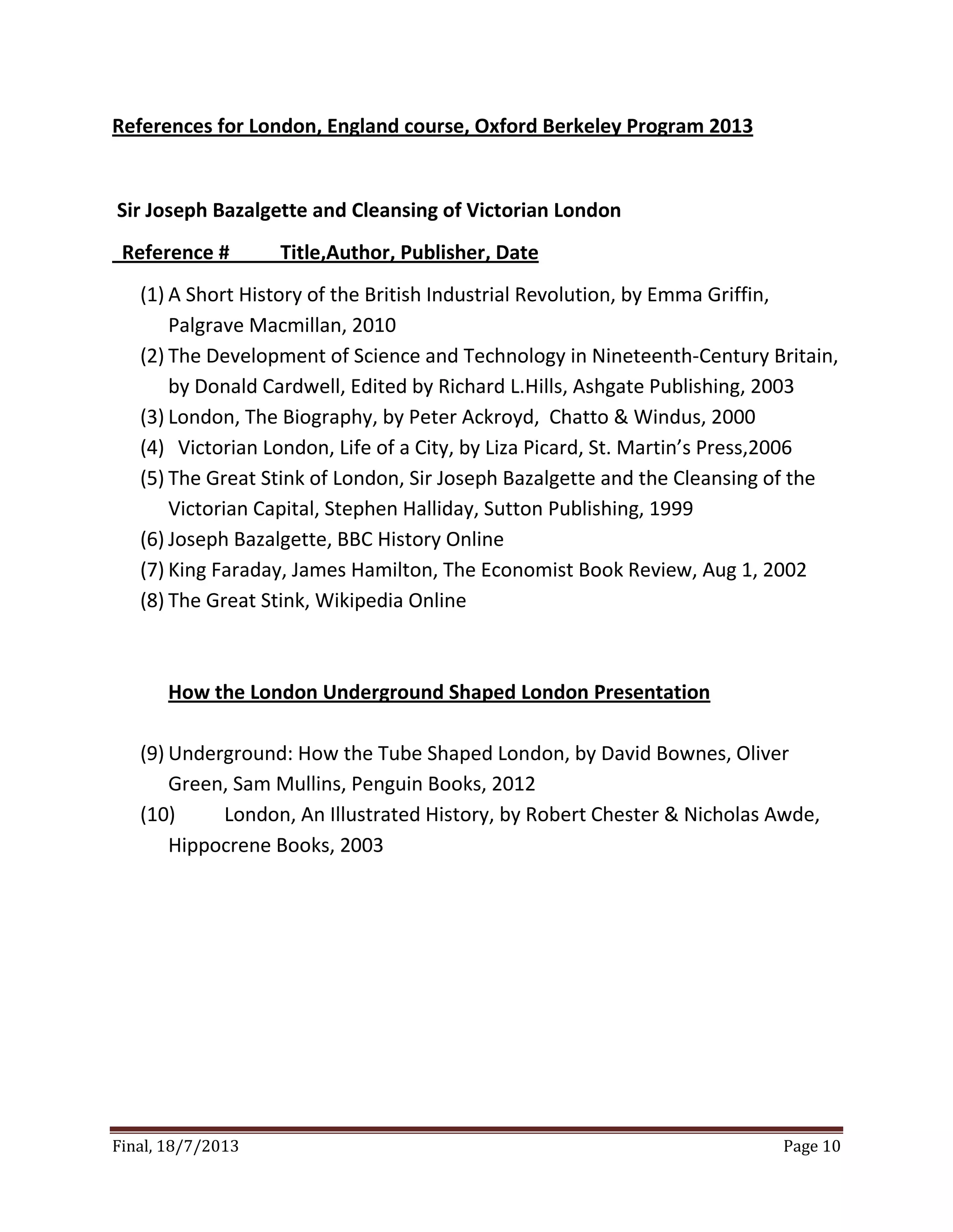 The Impact of Science & Technology on Victorian London | DOCX