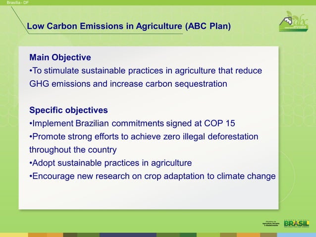 National Plan for Low Carbon Emissions in Agriculture - ABC Plan in ...