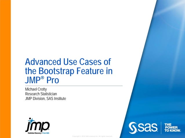 Advanced Use Cases of the Bootstrap Method in JMP Pro | PPT