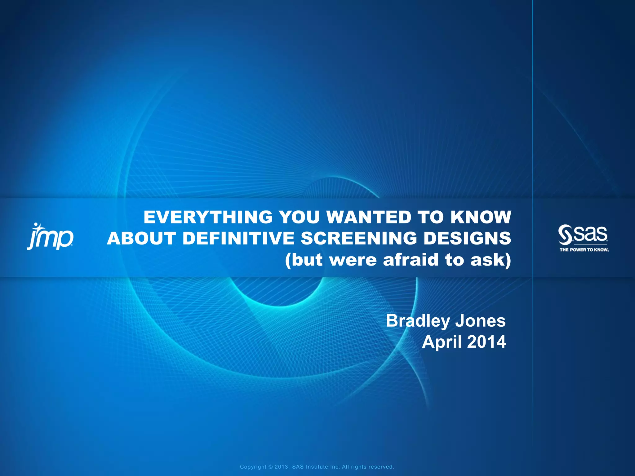 Everything You Wanted to Know About Definitive Screening Designs | PDF