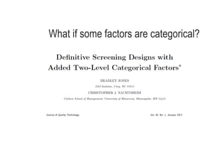 Everything You Wanted to Know About Definitive Screening Designs | PDF