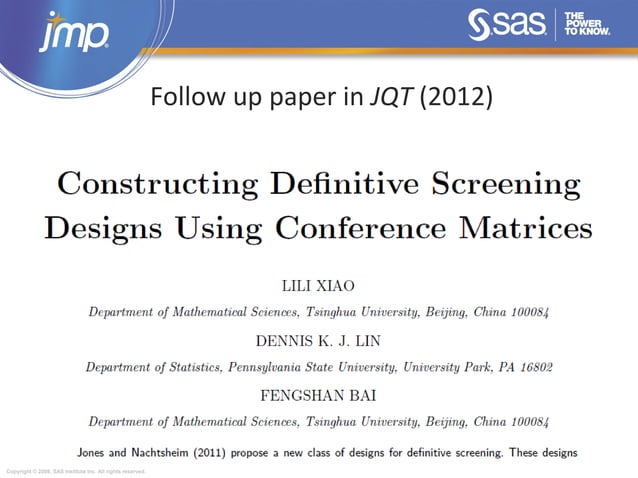 New Design of Experiments Features in JMP 11 | PDF