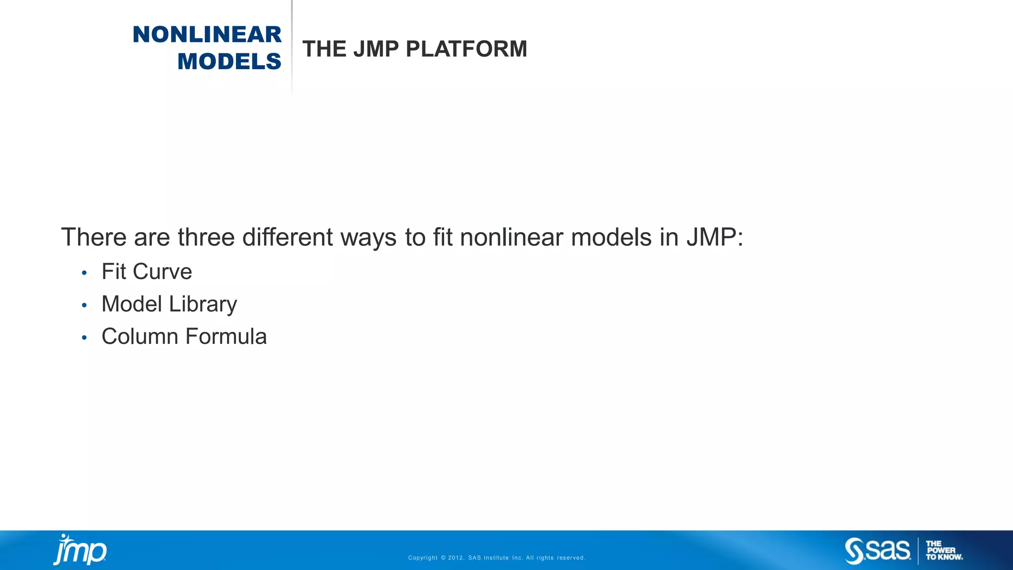 When A Linear Model Just Wont Do Fitting Nonlinear Models In Jmp Pdf