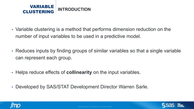 Exploring Variable Clustering and Importance in JMP | PPT Exploring Variable Clustering and Importance in JMP | PPT