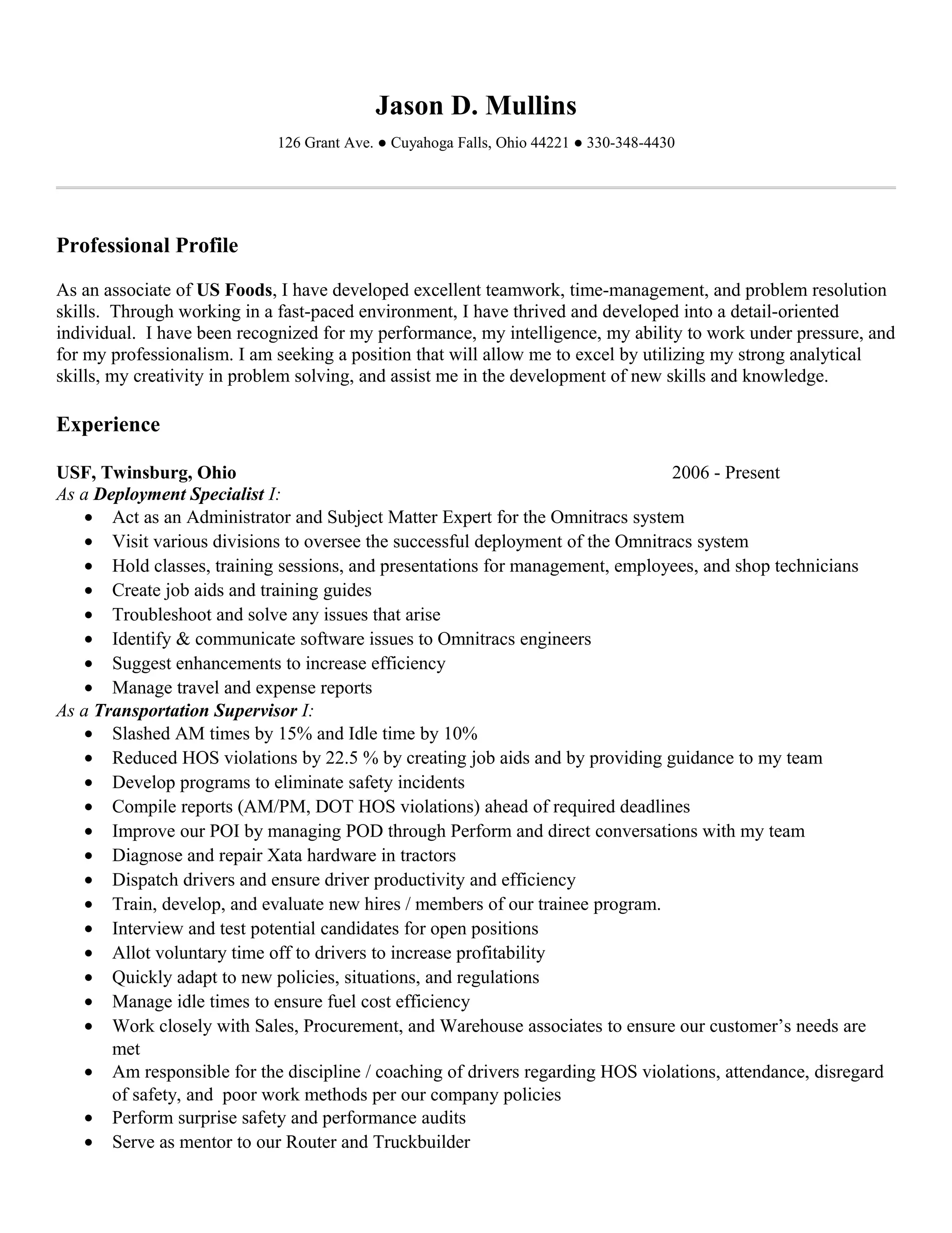JM resume | DOC | Logistics | Business
