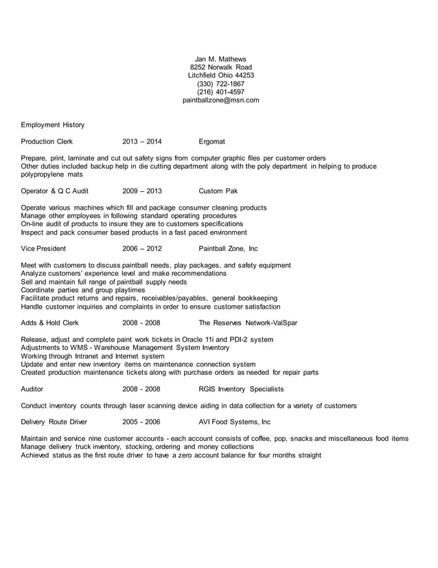 Jm resume word 2014r | DOCX | Logistics | Business