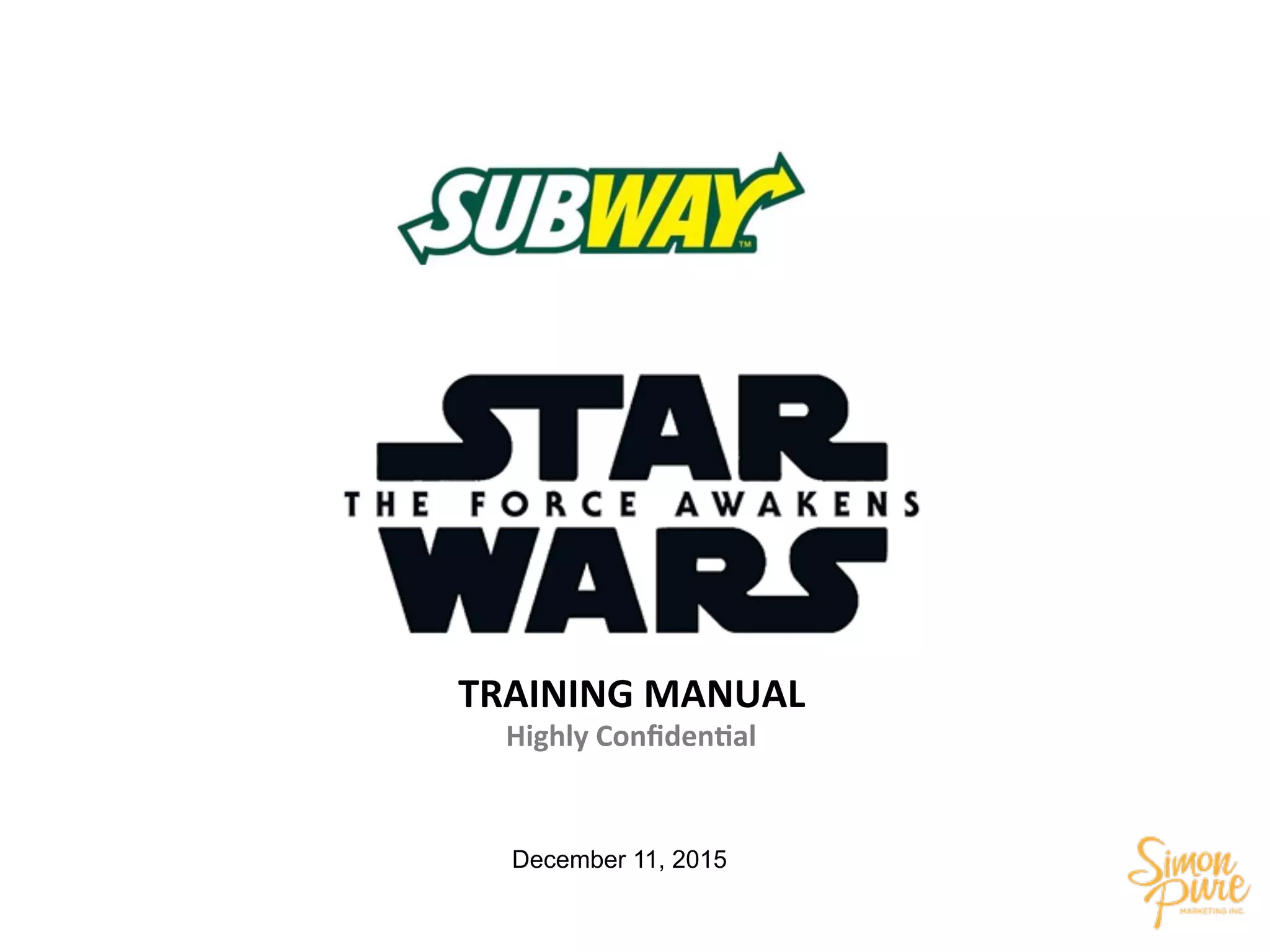 Subway Star Wars Training Manual | PDF