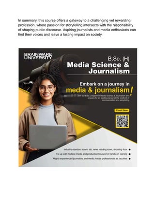Exploring the Journalism and Media Science Course | PDF