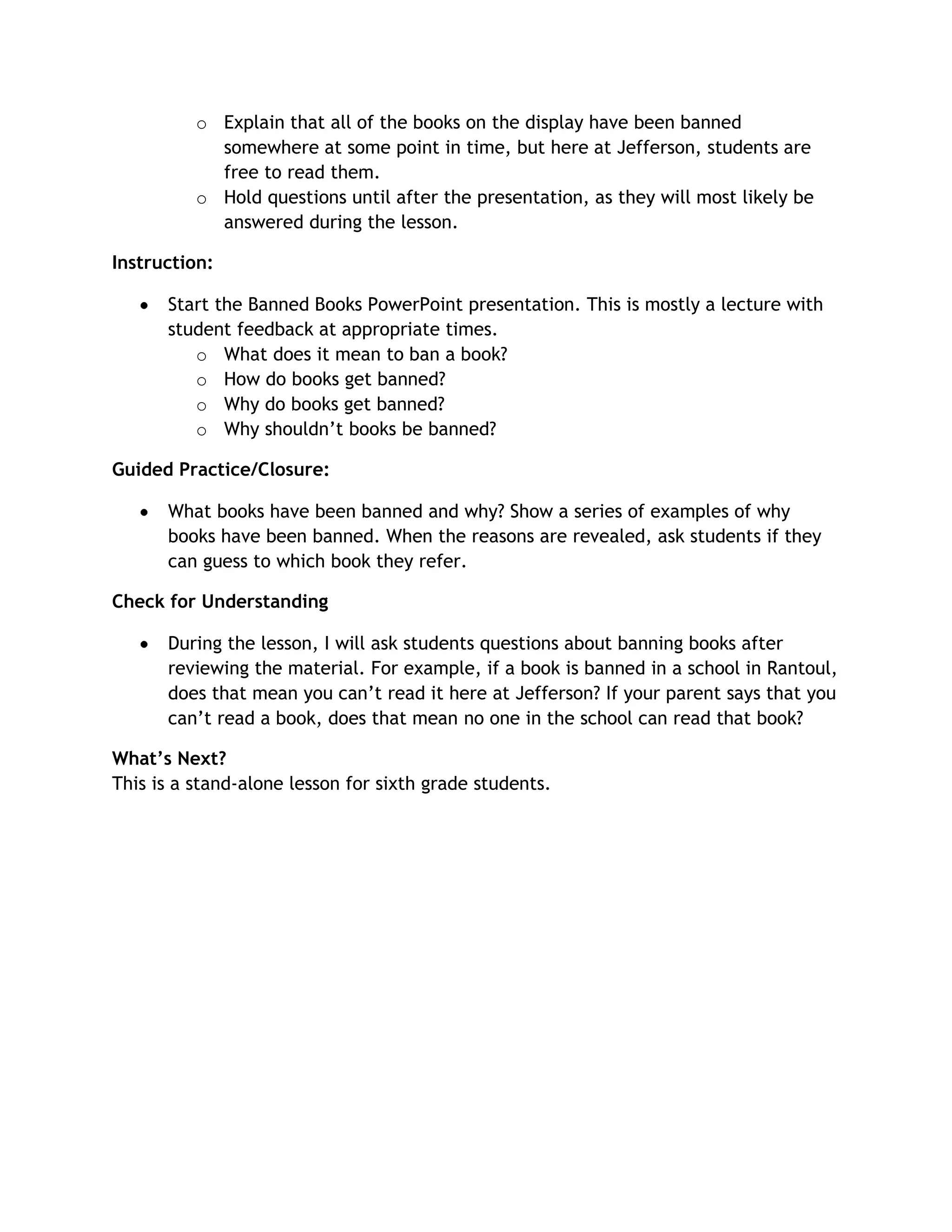 Banned Books Lesson Plan | DOCX