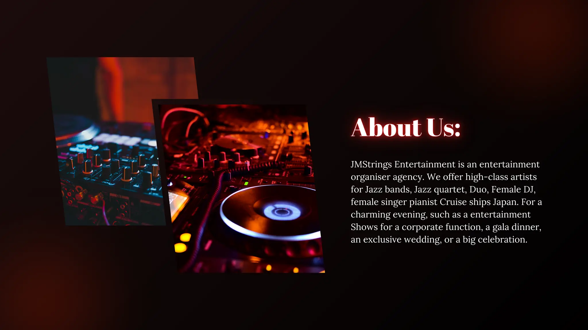 JM Strings is an entertainment agency offering exclusive artists | PPT