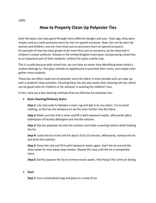 How to Properly Clean Up Polyester Ties | PDF