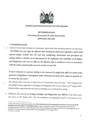 Dr. Julie Oseko JMVB Determination | PDF