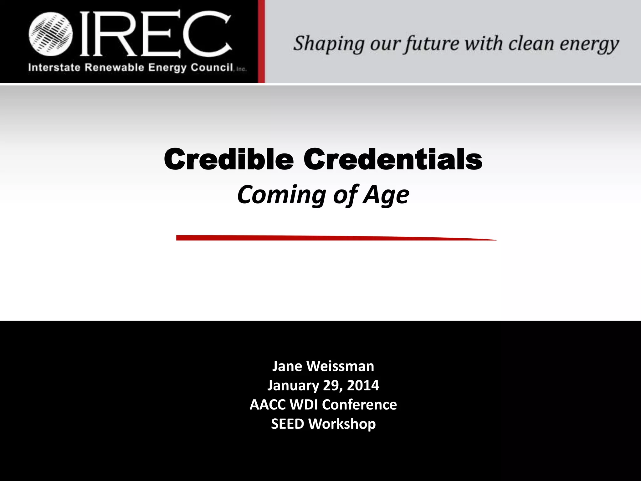 Credible Credentials: Coming of Age | PPTX
