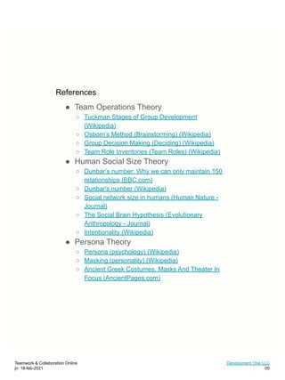 Teamwork & Collaboration Online 18-Feb-2021 - Slides Only | PDF