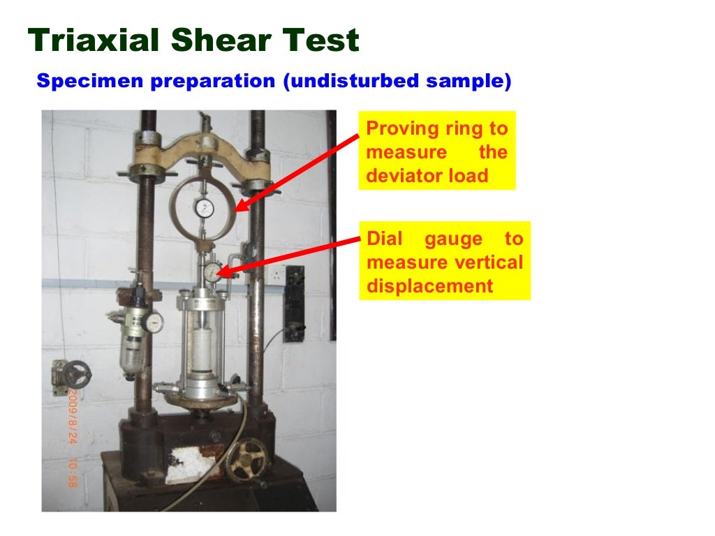 Triaxial shear test and shear strength properties of soil