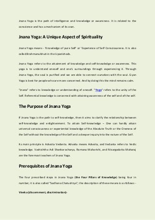 Jnana Yoga: The Yoga of Knowledge or Wisdom | PDF