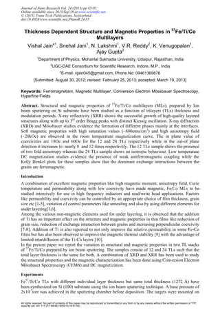Thickness Dependent Structure and Magnetic Properties in Fe/Ti/Co Multilayers | PDF