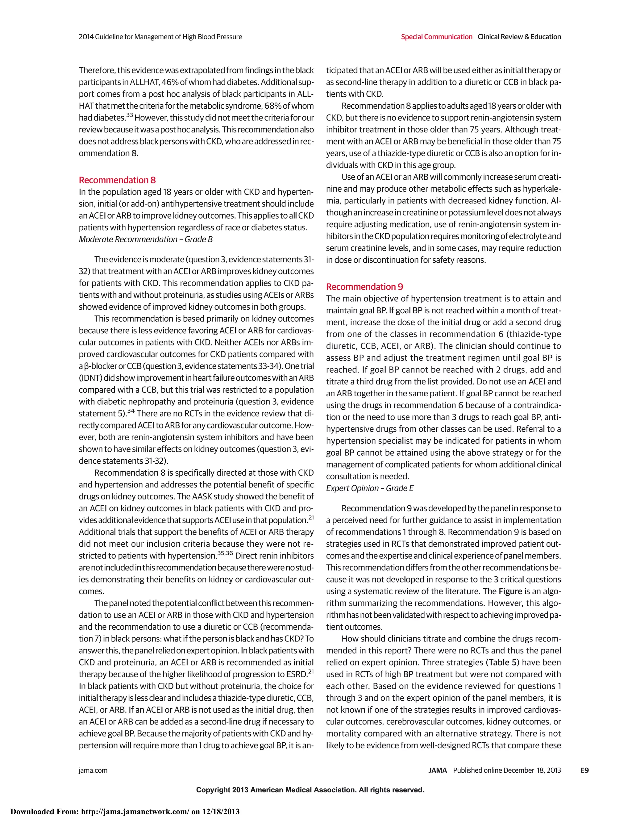 Jnc 8 guidelines for management of high blood pressure: Lets compare ...