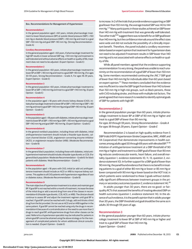 Jnc 8 guidelines for management of high blood pressure: Lets compare ...