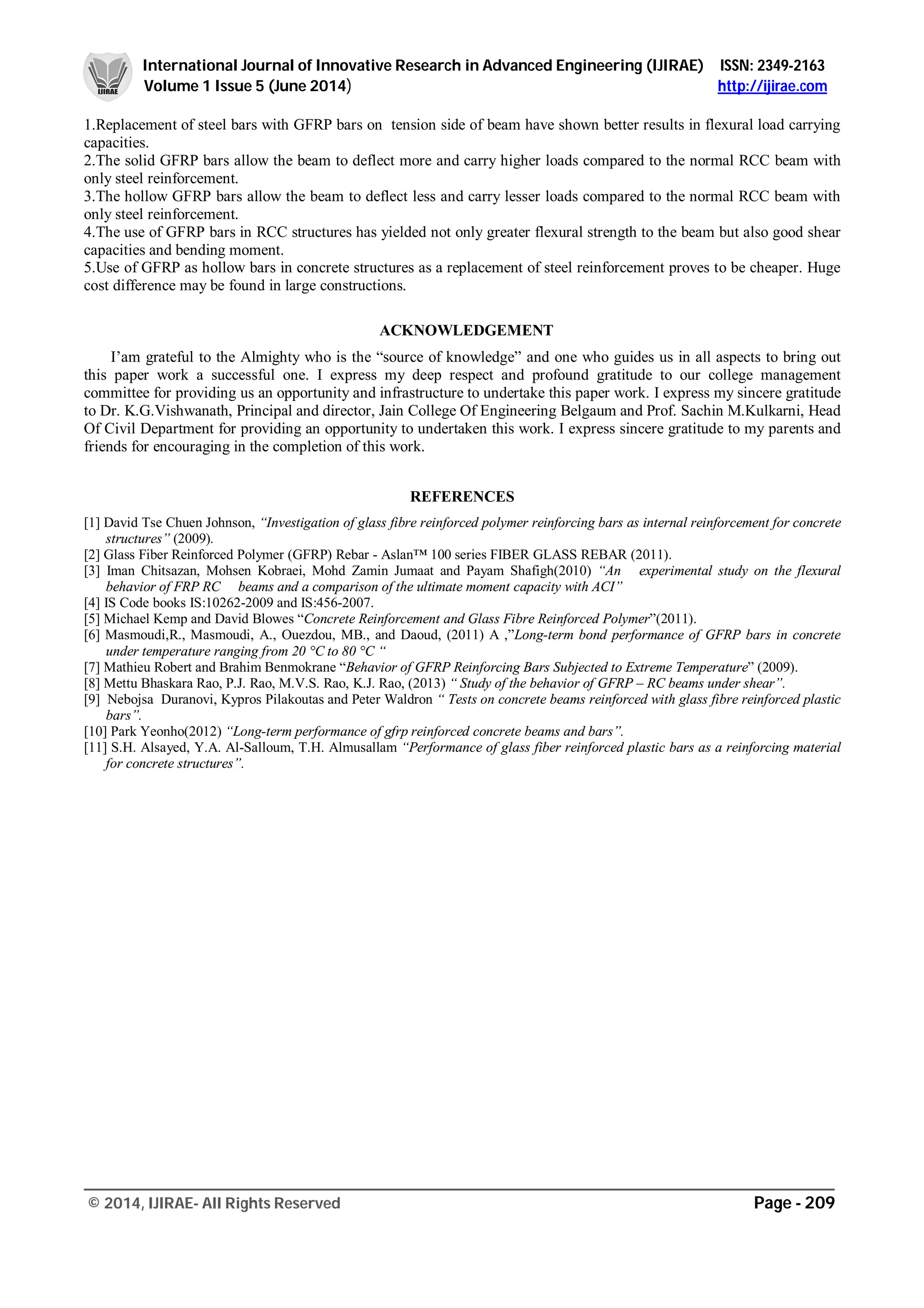 Experimental Study of Behavior of RCC Beam by Replacing Steel Bars with ...