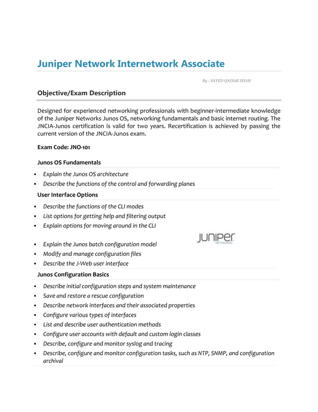Jncia junos | DOCX | Operating Systems | Computer Software and Applications