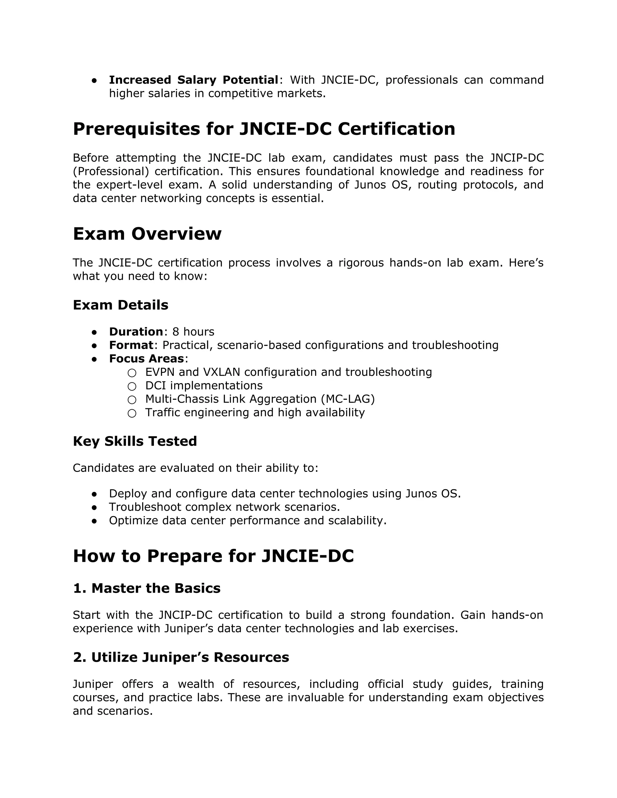 JNCIE-DC Certification: A Gateway to Data Center Expertise | DOCX