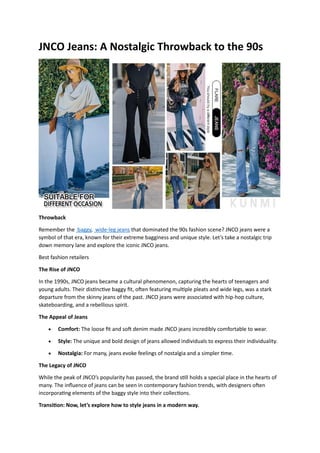 JNCO Jeans: A Nostalgic Throwback to 90s | PDF