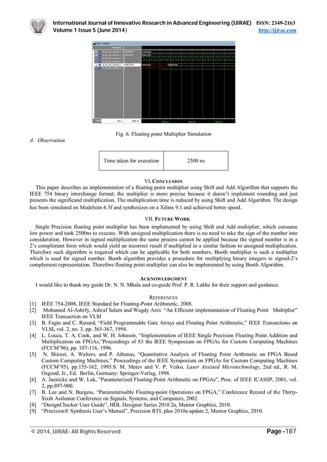 Single Precision Floating Point Multiplier Using Shift And Add Algorithm Pdf
