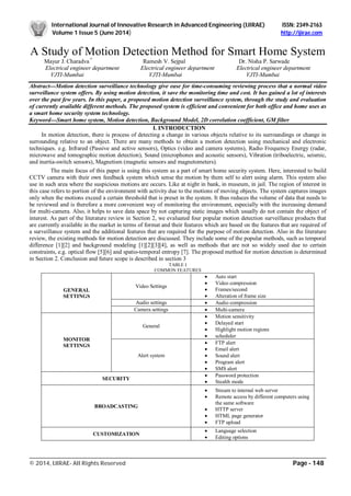 A Study of Motion Detection Method for Smart Home System | PDF