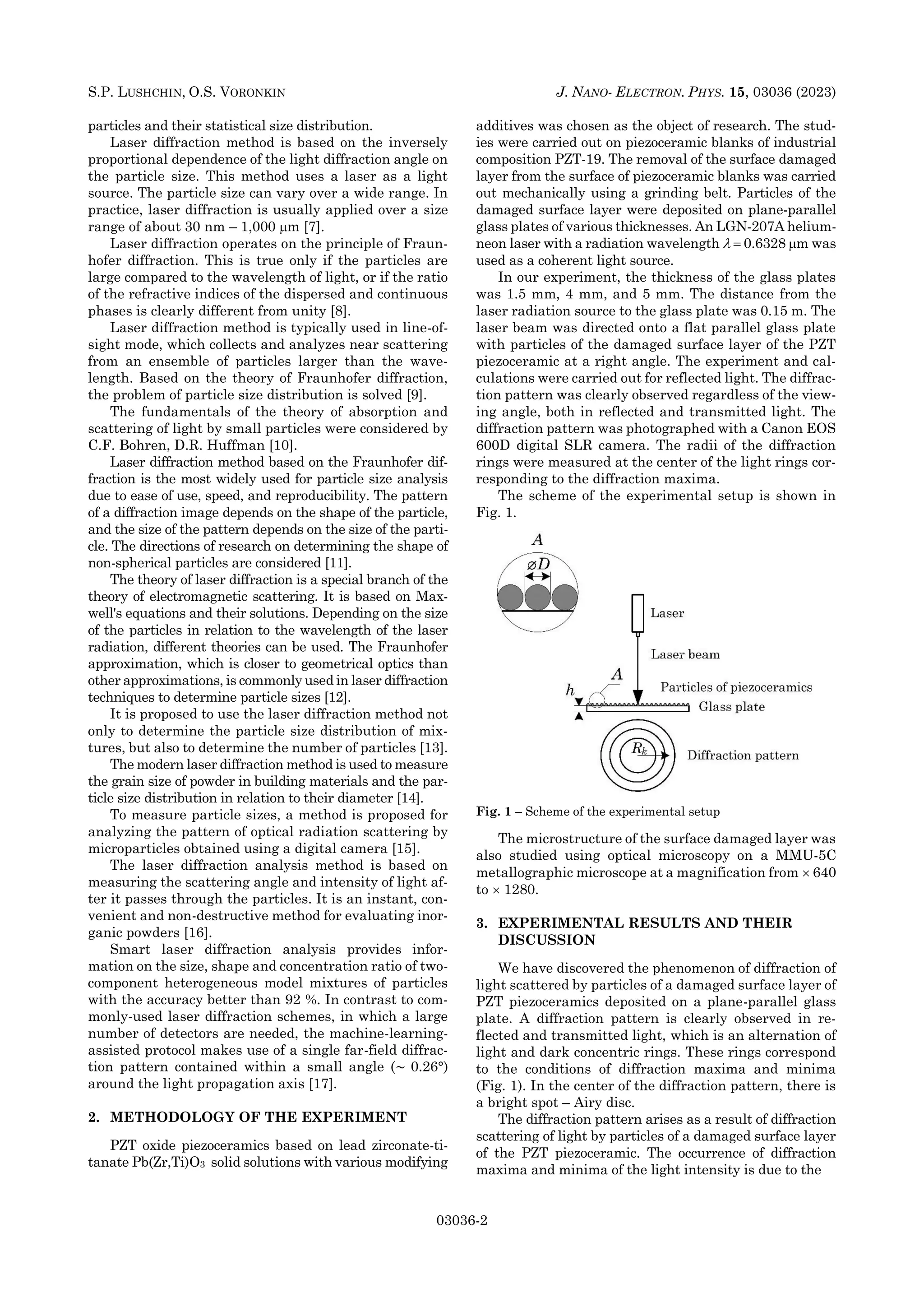 O. Voronkin, S. Lushchin. Laser Diffraction on Particles of a Damaged ...