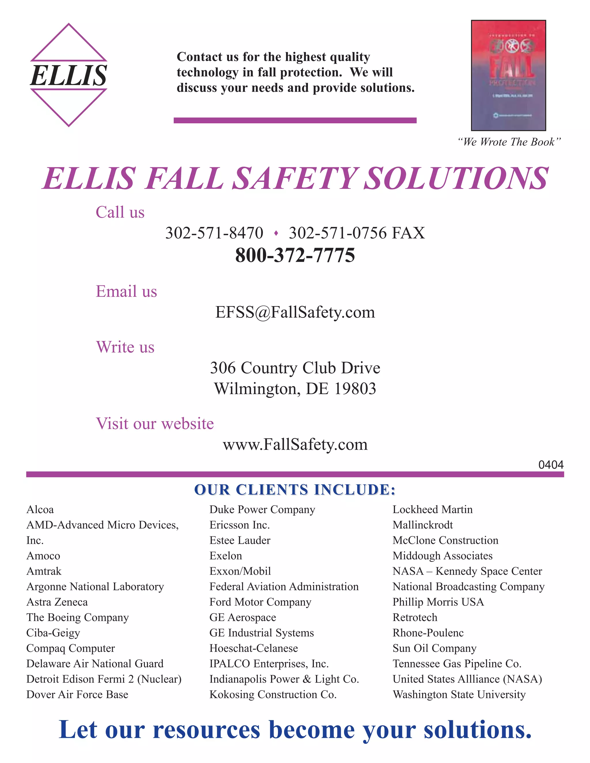 J Nigel Ellis - Ellis Fall Safety Solutions Brochure | PDF