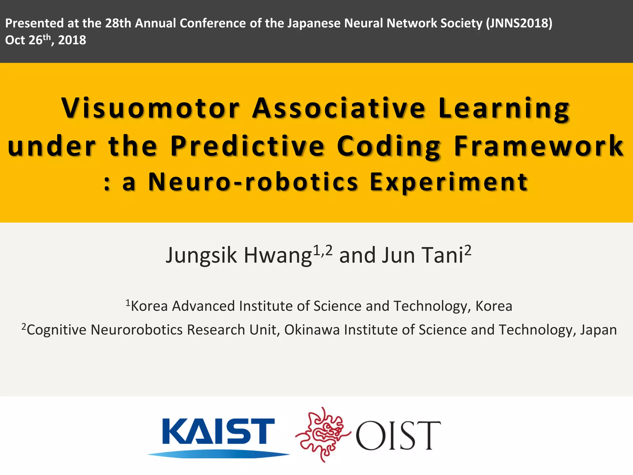 Visuomotor Associative Learning under the Predictive Coding Framework ... Visuomotor Associative Learning under the Predictive Coding Framework ...