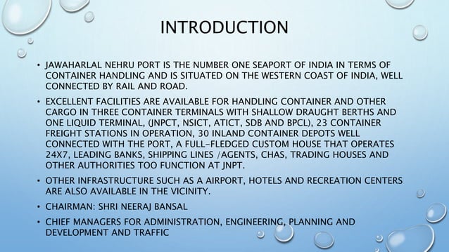 Jawaharlal Nehru Port Trust JNPT | PPTX | Cruises | Travel Type