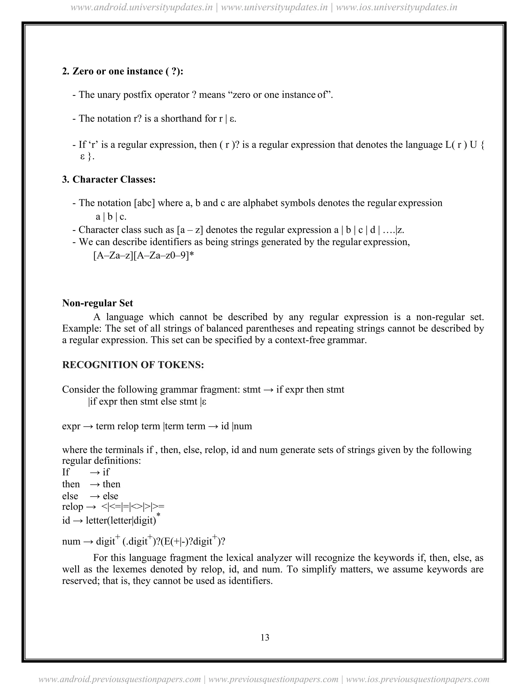 JNTUA COMPILER DESIGN Notes.pdf,for all units | PDF