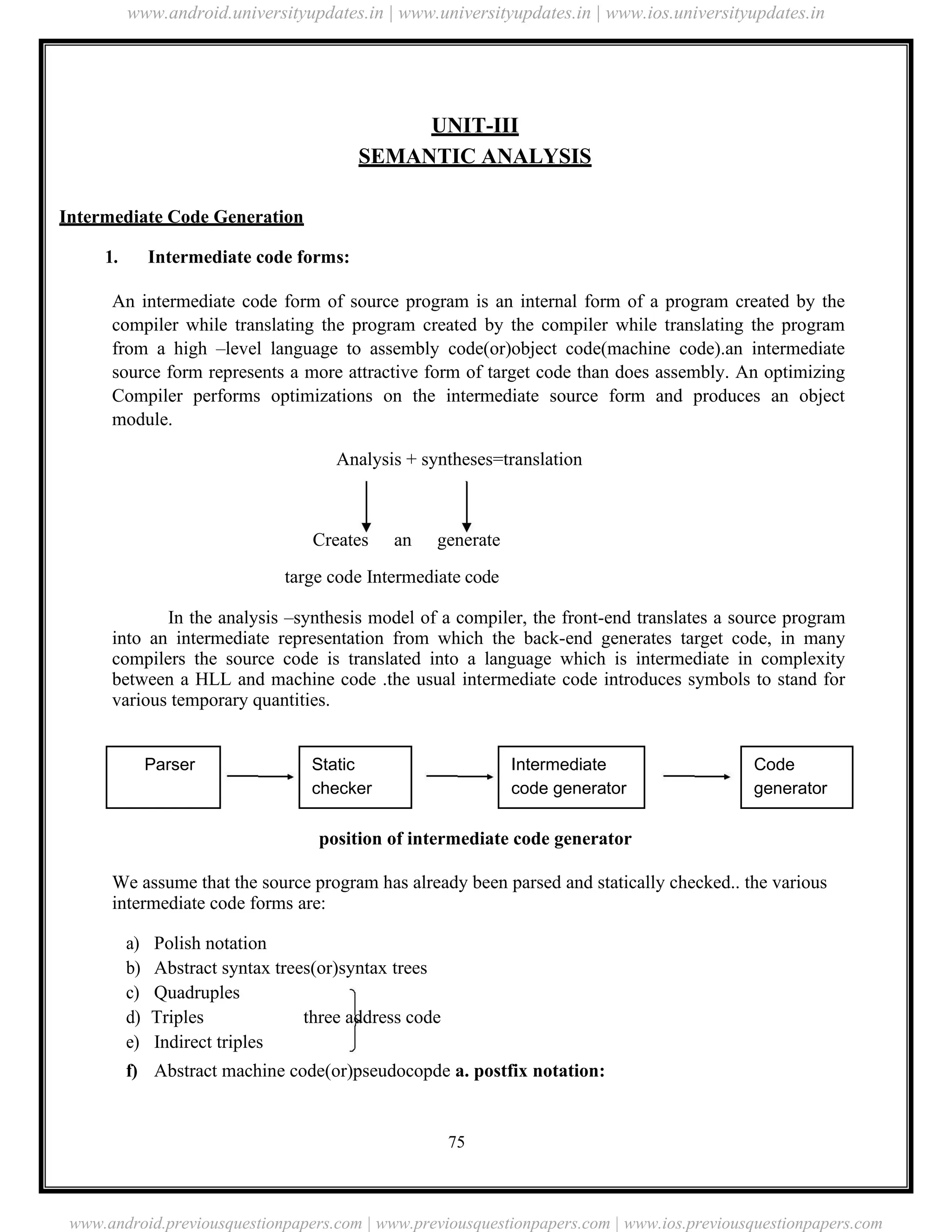 JNTUA COMPILER DESIGN Notes.pdf,for all units | PDF