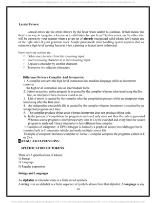 JNTUA COMPILER DESIGN Notes.pdf,for all units | PDF