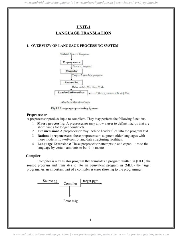 JNTUA COMPILER DESIGN Notes.pdf,for all units | PDF