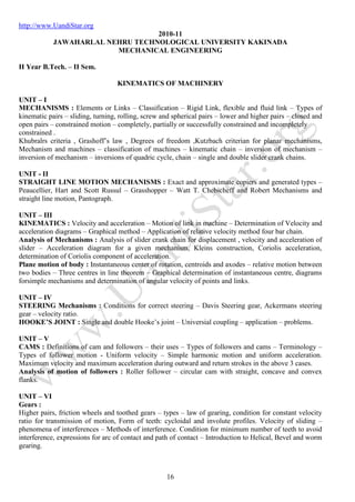 Jntuk dap- proposed course structure and syllabus - b.tech(mechanical engg)-ii year - r10 ...