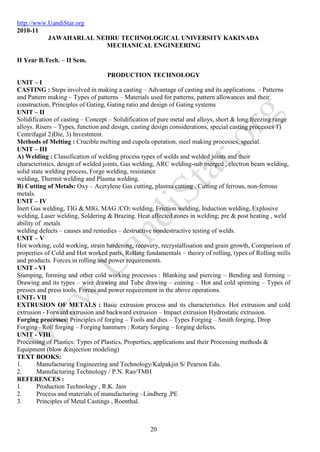 Jntuk dap- proposed course structure and syllabus - b.tech(mechanical engg)-ii year - r10 ...