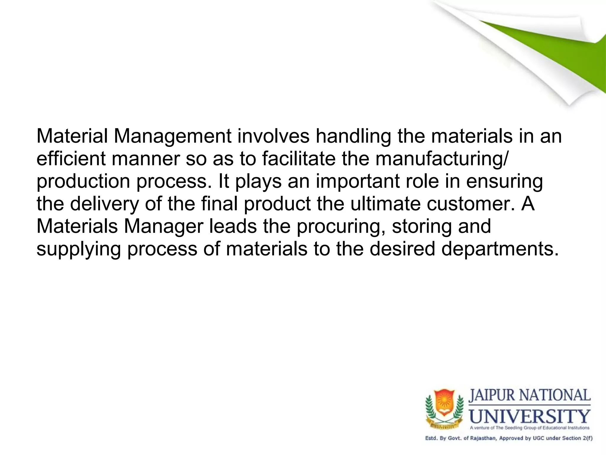 Dual Degree - MBA in Material Management | PPT