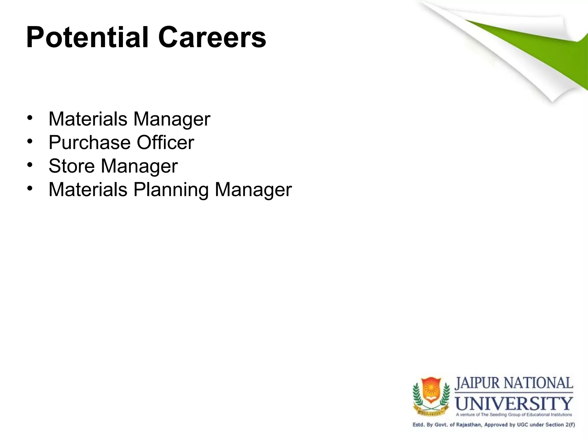 Dual Degree - MBA in Material Management | PPT