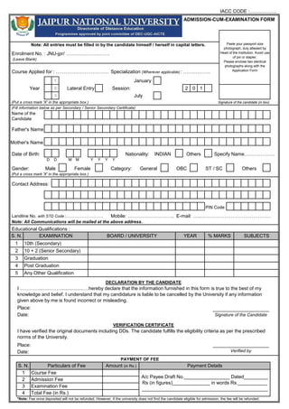 Jnu student admission form ver. 1.01