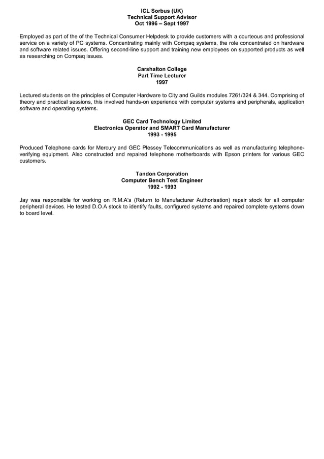 Jay's CV - 2013 | PDF