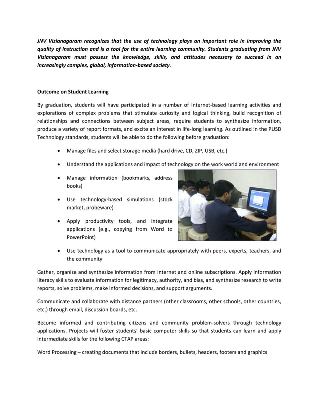 Jnv vizianagaram technology vision plan | PDF | Computer Networking ...