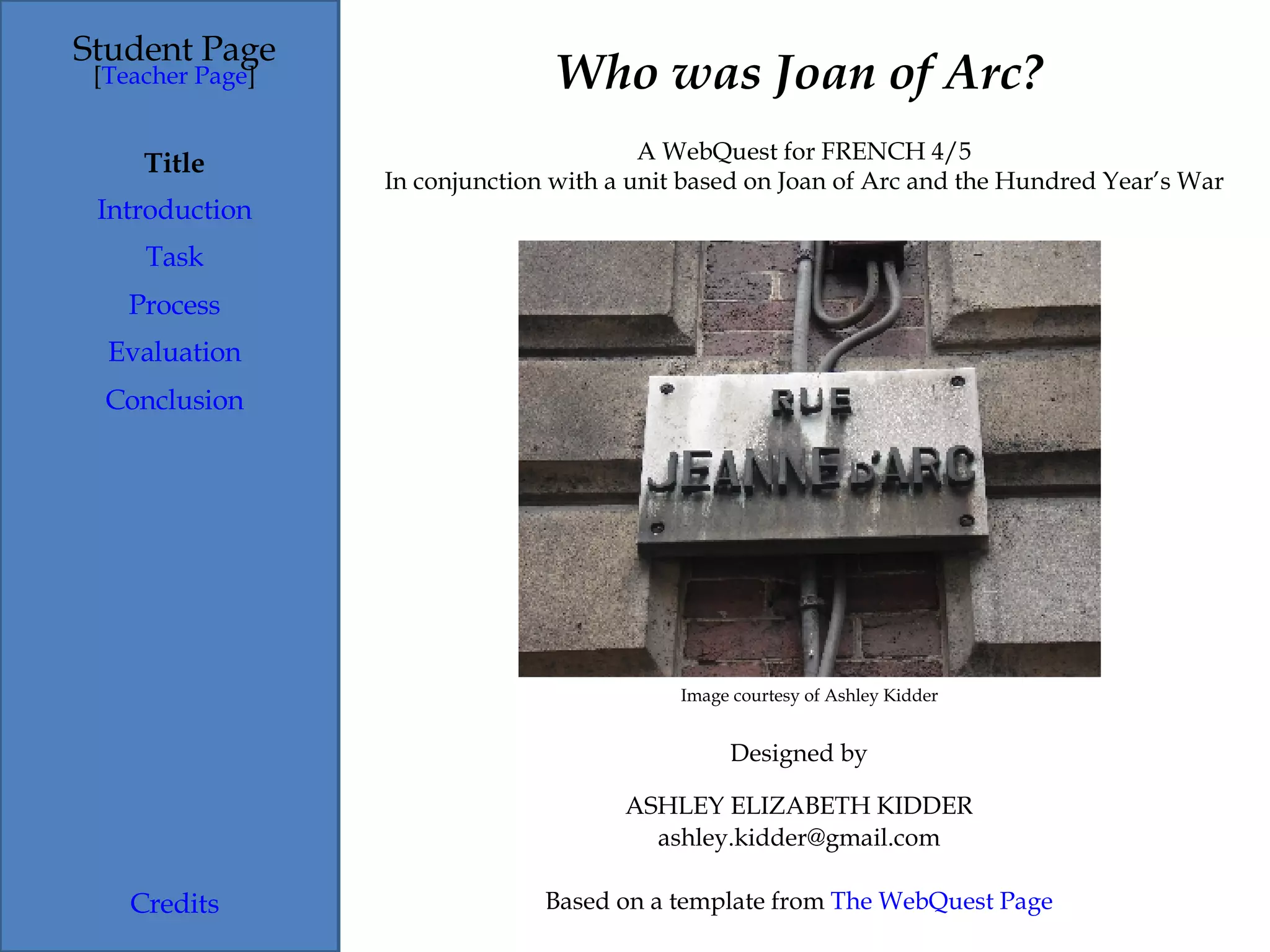 Joan Of Arc Web Quest | PPT | Educational Assessment | Education
