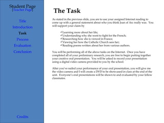 Joan Of Arc Web Quest | PPT | Educational Assessment | Education